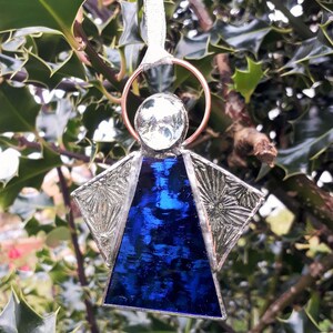 Stained Glass Angel Decoration, Angel Suncatcher, Blue Glass Angel ...