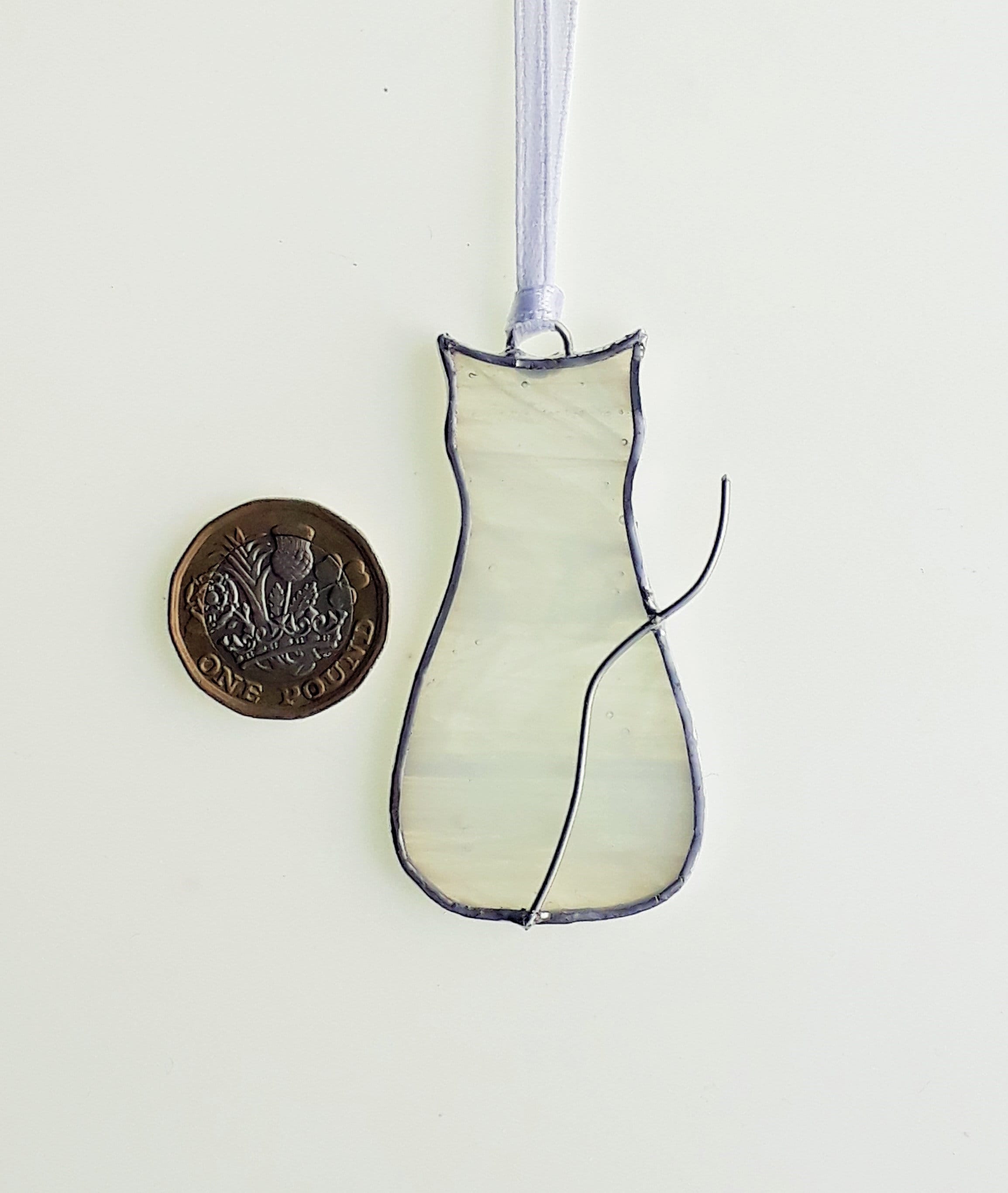 Small Stained Glass Wispy White Cat Suncatcher Cat Lover - Etsy