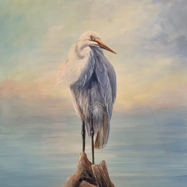 Egret Painting - Etsy