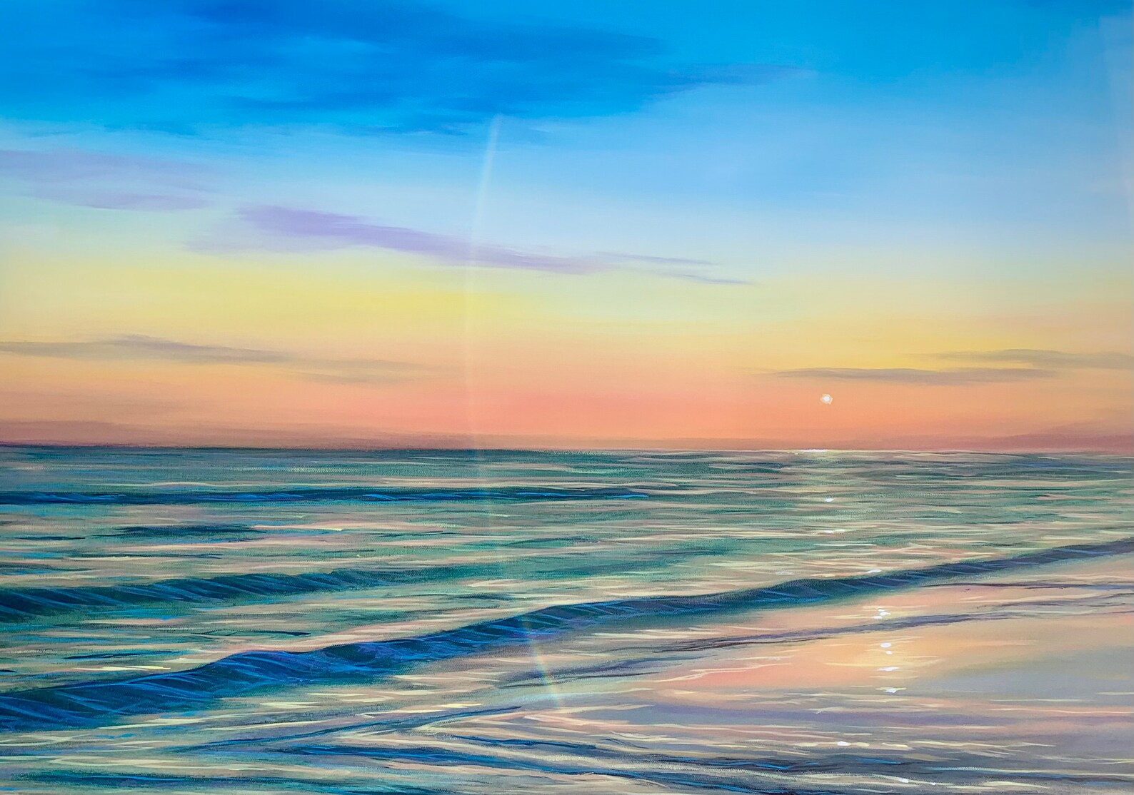 Beach Art, Wall Decor, Beach Decor, Beach Sunset, Waves, Sunset Art ...