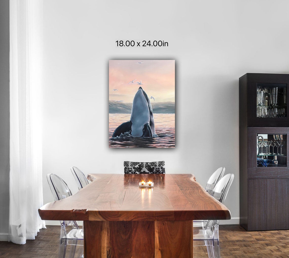 Orca, Orca Art, Orca Painting, Orca Acrylic Painting, Orca Decor, Beach ...