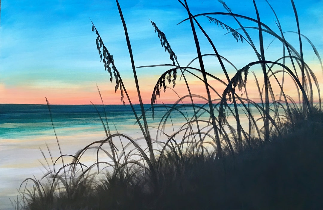 Beach Art, Wall Decor, Beach Decor, Beach Sunset, Waves, Sunset Art ...