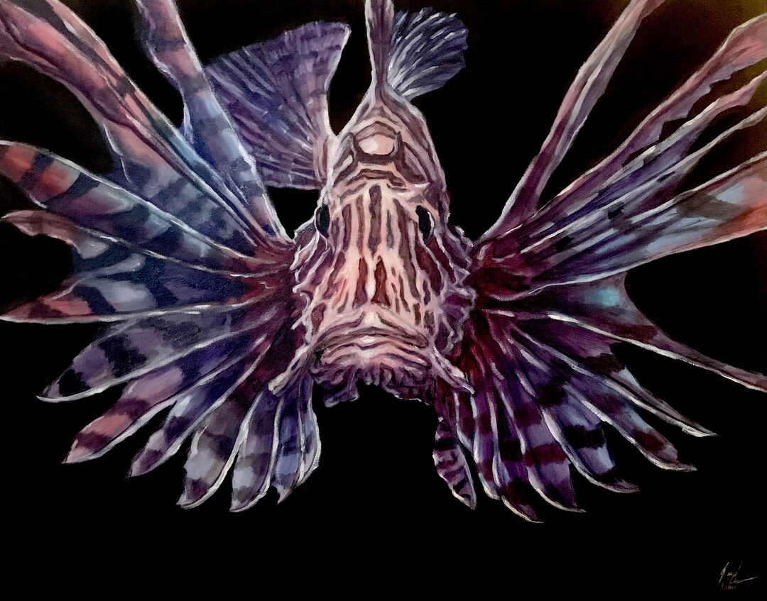 Lion Fish, Lion Fish Art, Lion Fish Painting, Fish, Wildlife, Nature ...
