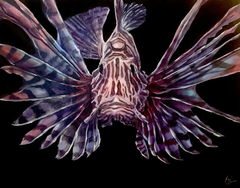 Lion Fish, Lion Fish Art, Lion Fish Painting, Fish, Wildlife, Nature ...