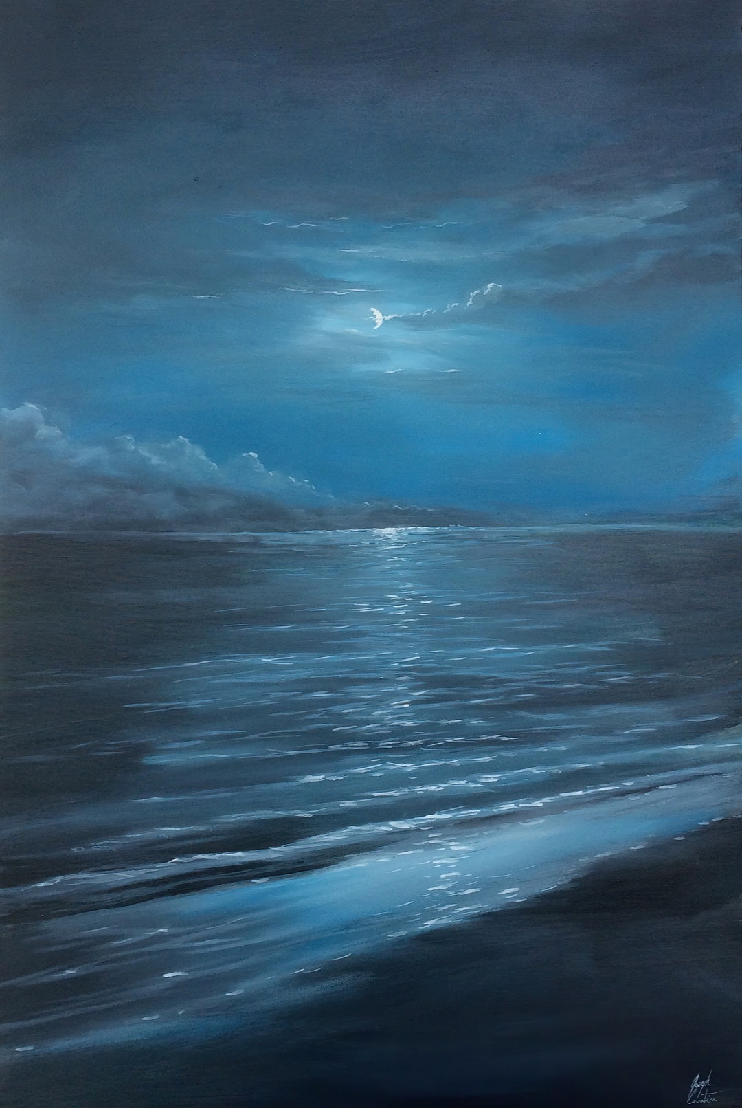 Moon, Moonlight, Moonlit Beach, Beach, Beach Art, Beach Decor, Wall Art ...