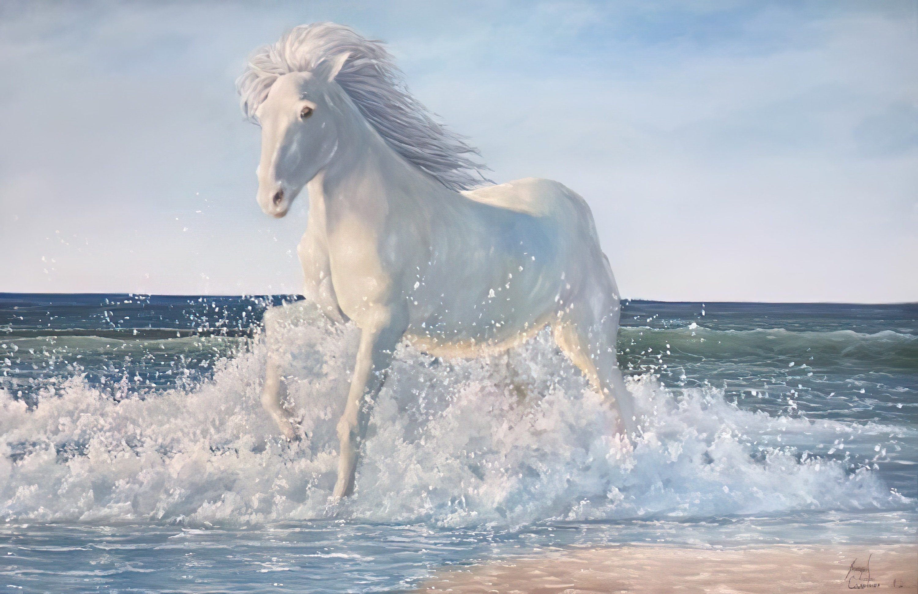 Horse Running On The Beach
