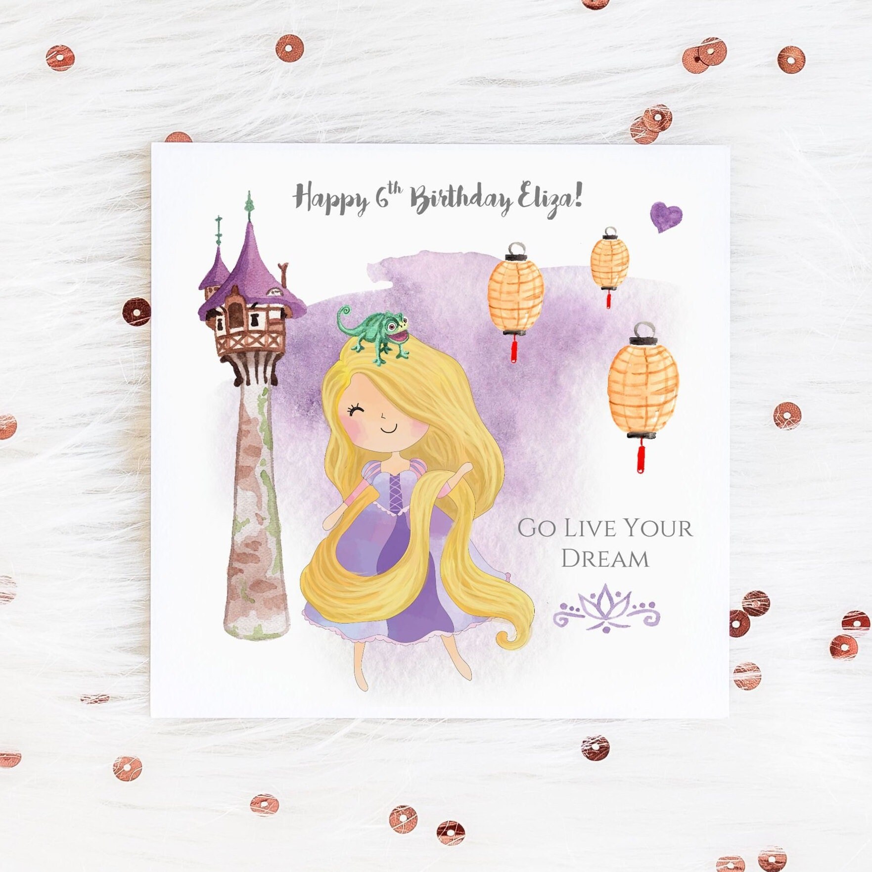 Paper & Party Supplies Paper Greeting Cards Rapunzel inspired card etna ...