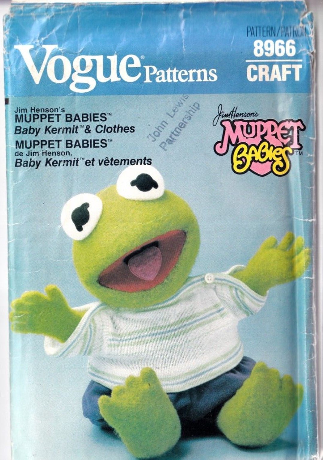 Vogue Muppets Sewing Pattern 8966 Baby Kermit the Frog Sewing Pattern ...