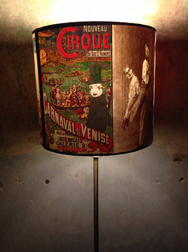 Vintage Side Show Freak Show Circus Inspired Lampshade 'CIRCUSSTRANGE ...