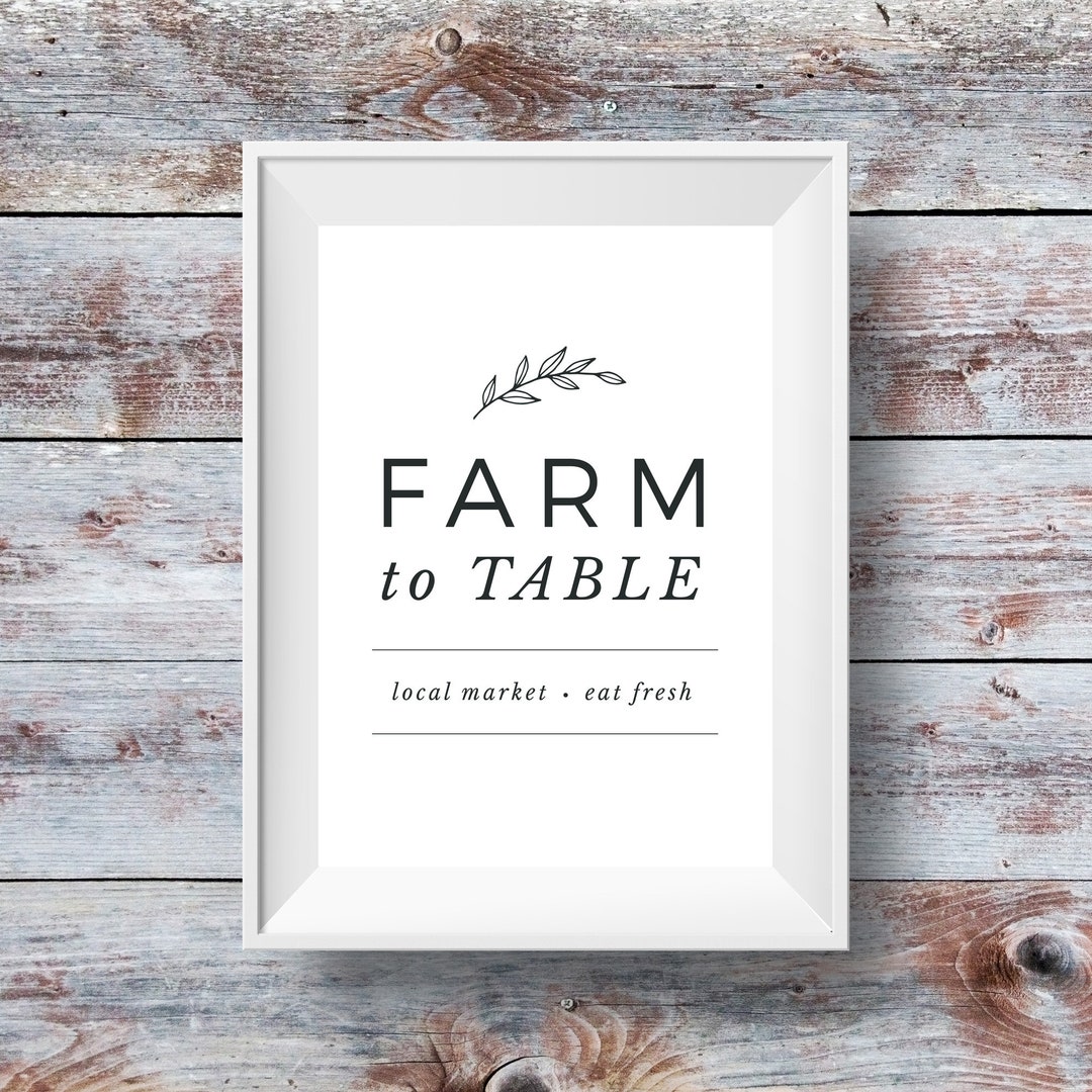 Farm to Table Print: Modern Farmhouse Kitchen Sign (digital Download ...