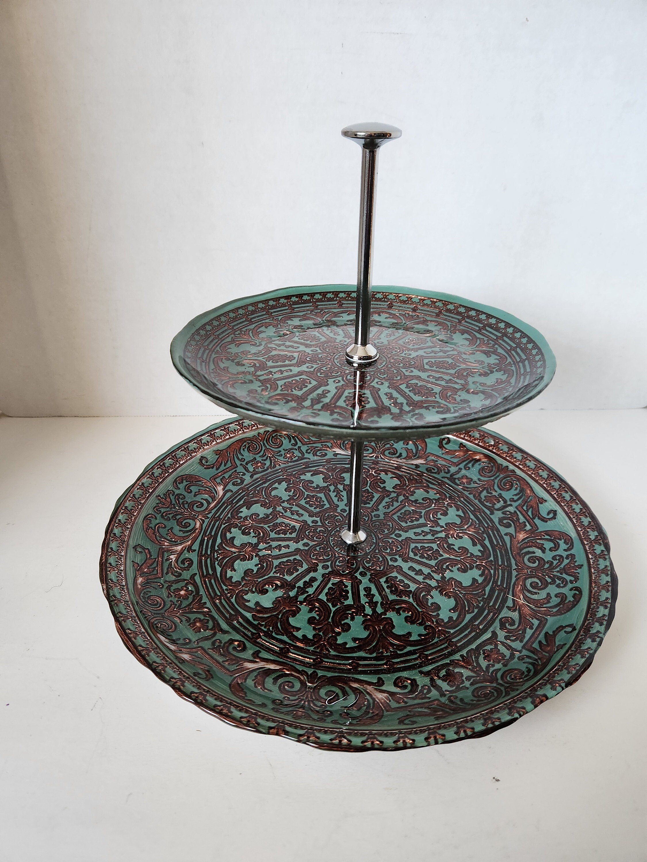 2 Tiered TURKISH GLASS Serving Tidbit/cupcake Stand - Etsy
