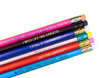 Funny Pencils, Set of 6 Pencils, Imprinted Pencils, Pencils With Quotes ...