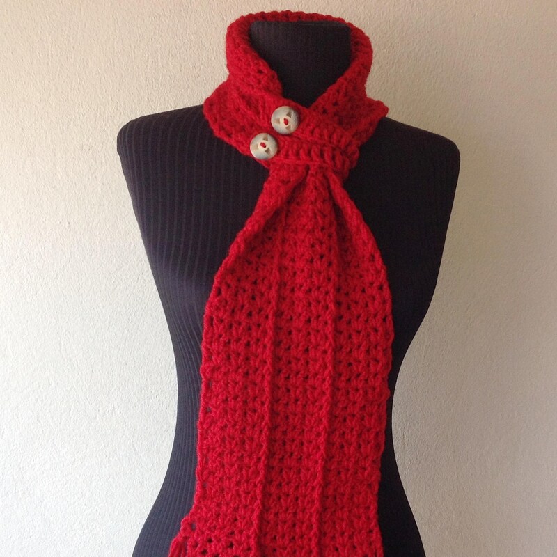 Crochet Button Scarf - Etsy