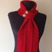 Red Crochet Scarf, Button Scarf, Long Fringe Scarf, Fall / Winter Wool ...