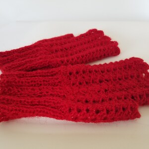 Red Crochet Fingerless Mittens - Wool Wedding Gloves - Etsy