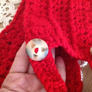 Red Crochet Scarf, Button Scarf, Long Fringe Scarf, Fall / Winter Wool ...