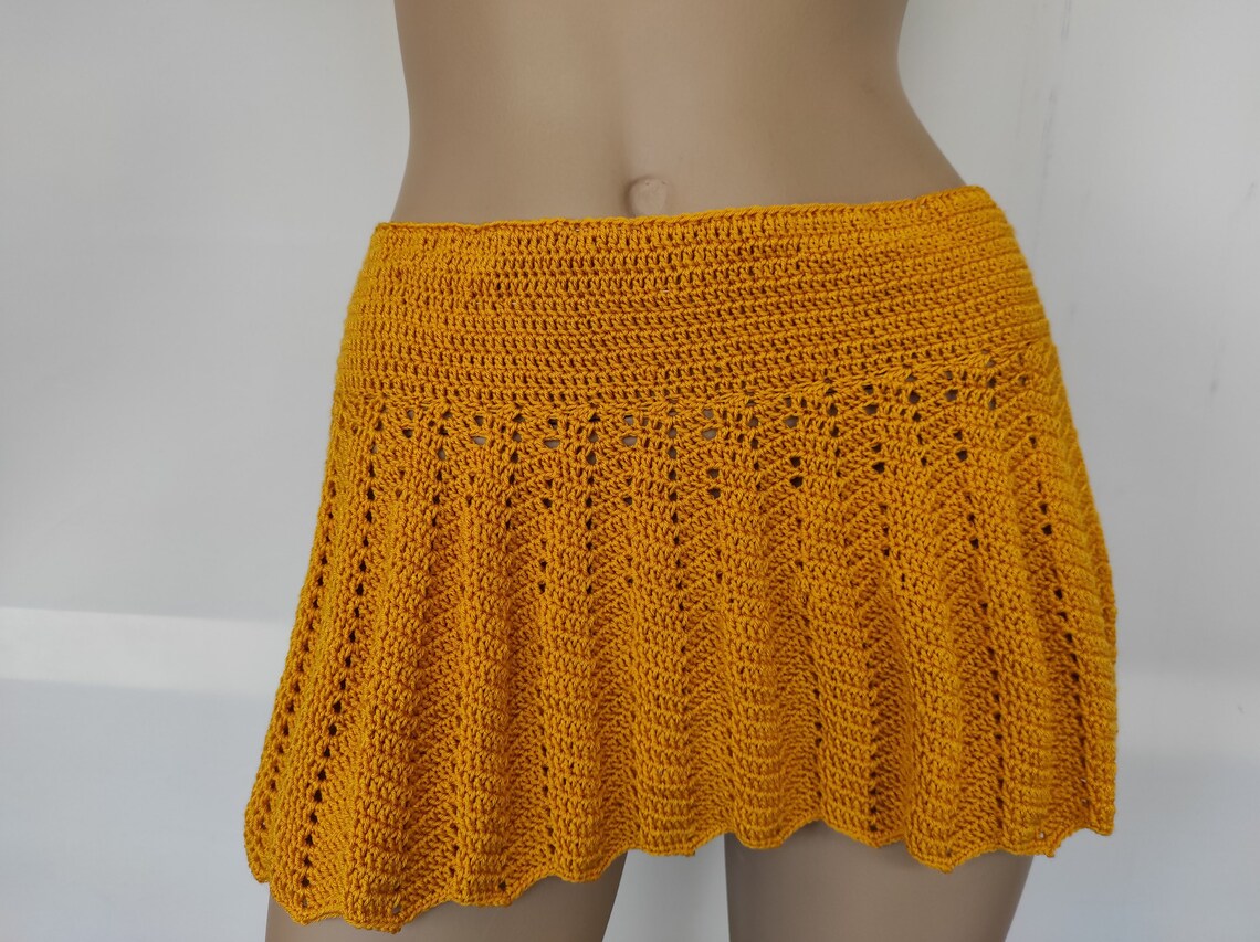 Micro Mini Crochet Ruffled Skirt Festival Clothing Beach - Etsy