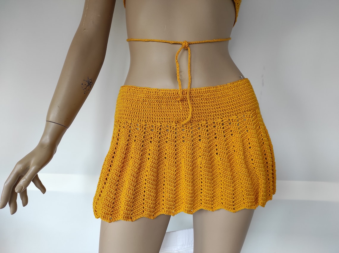 Micro Mini Crochet Ruffled Skirt | Festival Clothing | Beach Skirt ...