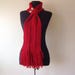 Red Crochet Scarf, Button Scarf, Long Fringe Scarf, Fall / Winter Wool ...