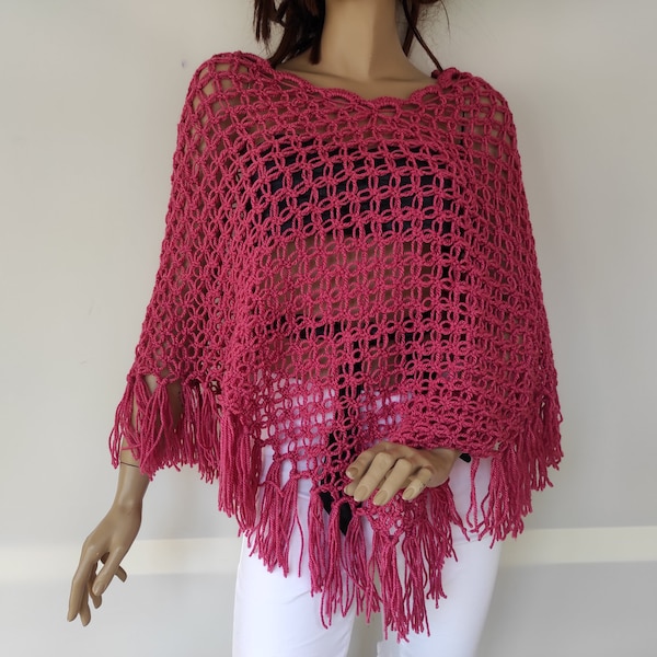Hand Knit Poncho - Etsy