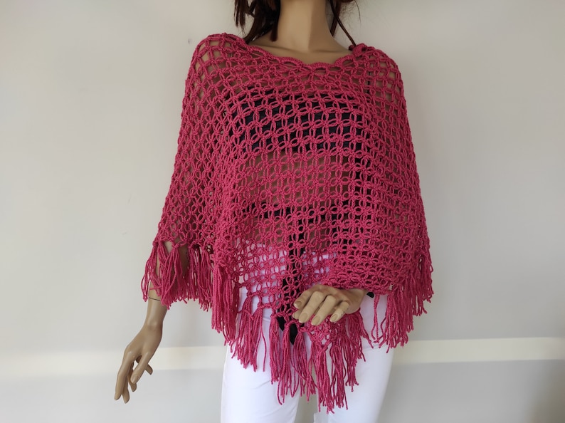 Pink Crochet Poncho Open Work Poncho Fishnet Poncho Women - Etsy
