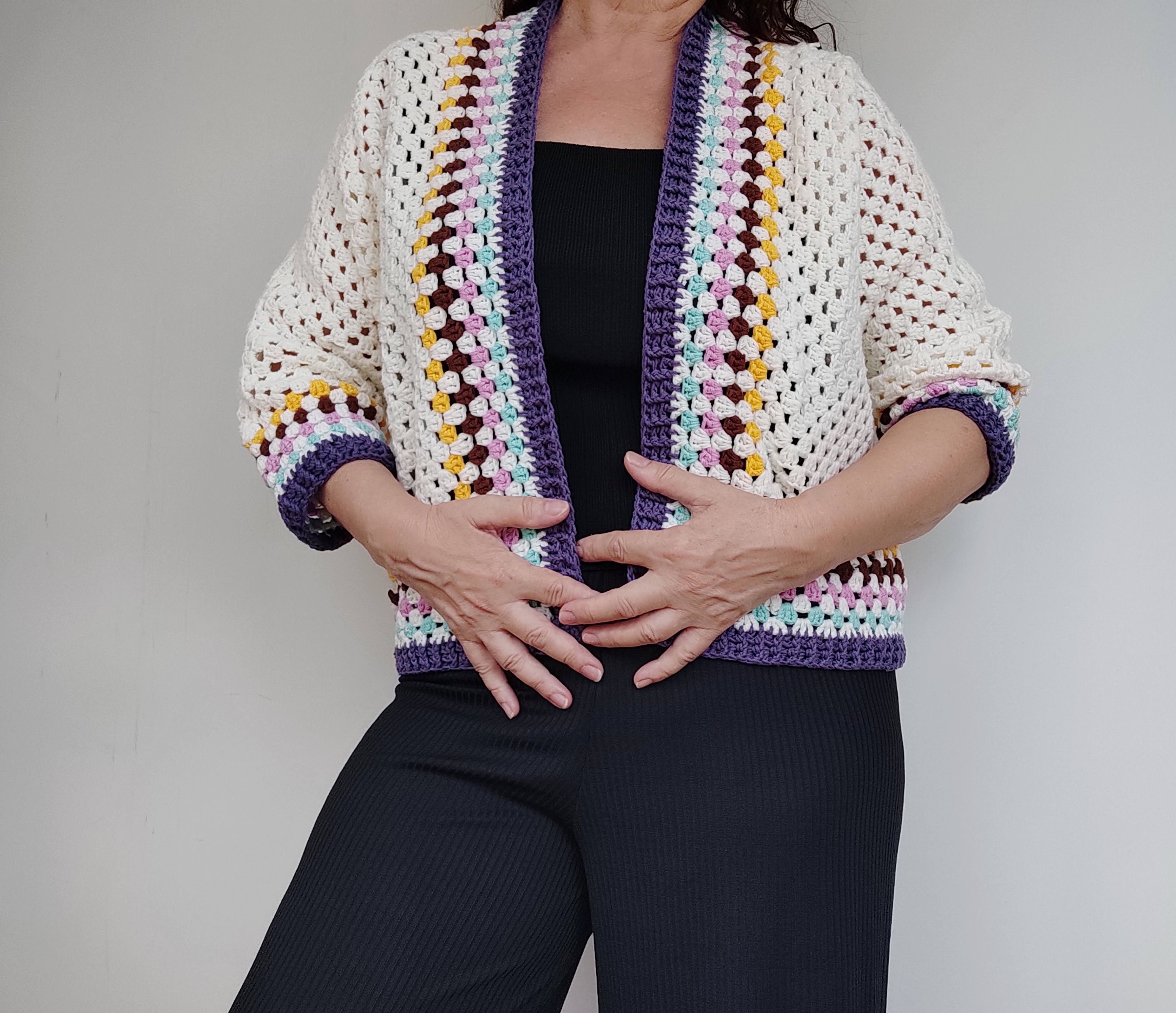 Cotton 3/4 Sleeve Hexagon Cardigan Woman Knitwear Spring - Etsy