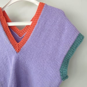 Multi Color Sweater Vest for Women Color Block Oversized V-neck Drop ...