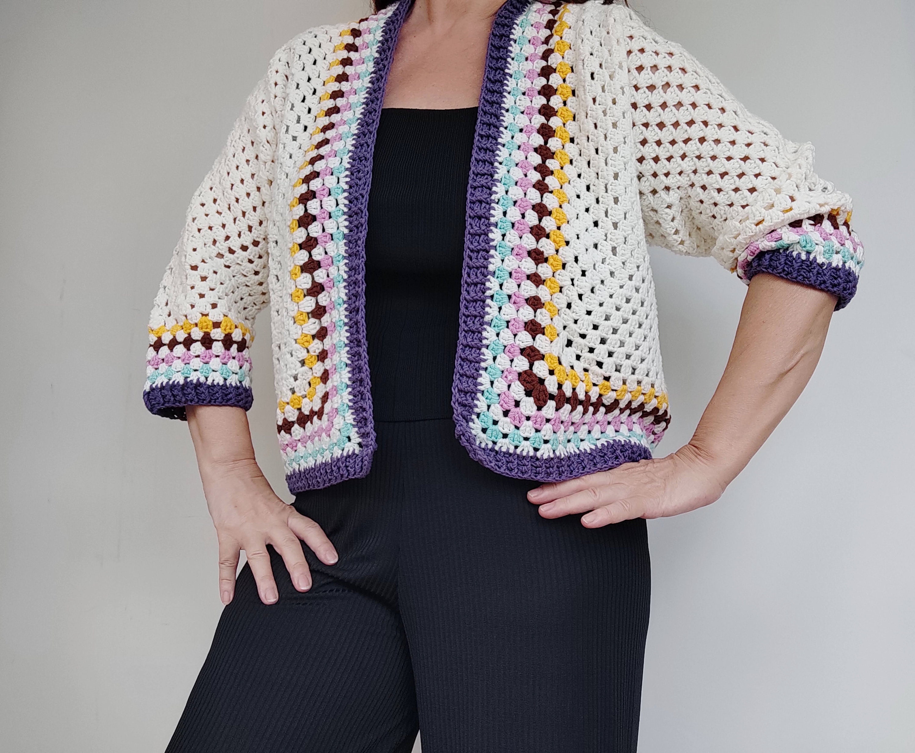 Cotton 3/4 Sleeve Hexagon Cardigan Woman Knitwear Spring - Etsy