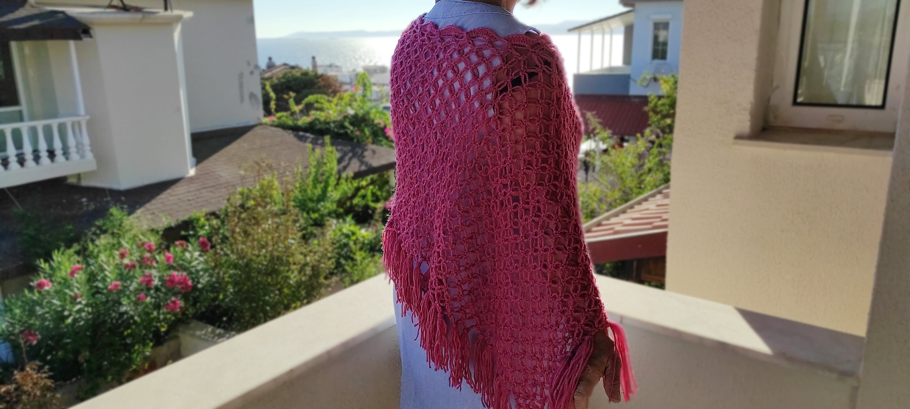 Pink Crochet Poncho Open Work Poncho Fishnet Poncho Women - Etsy