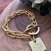 Bracelet, Paperclip Chain, Gold, Square Disc, Toggle, Personalized ...