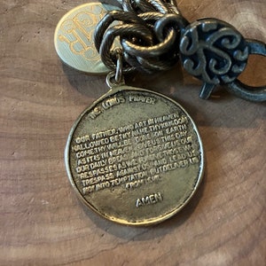 Bracelet, 12K Gold Overlay, Steel Chain, Lord's Prayer Disc, Christian ...