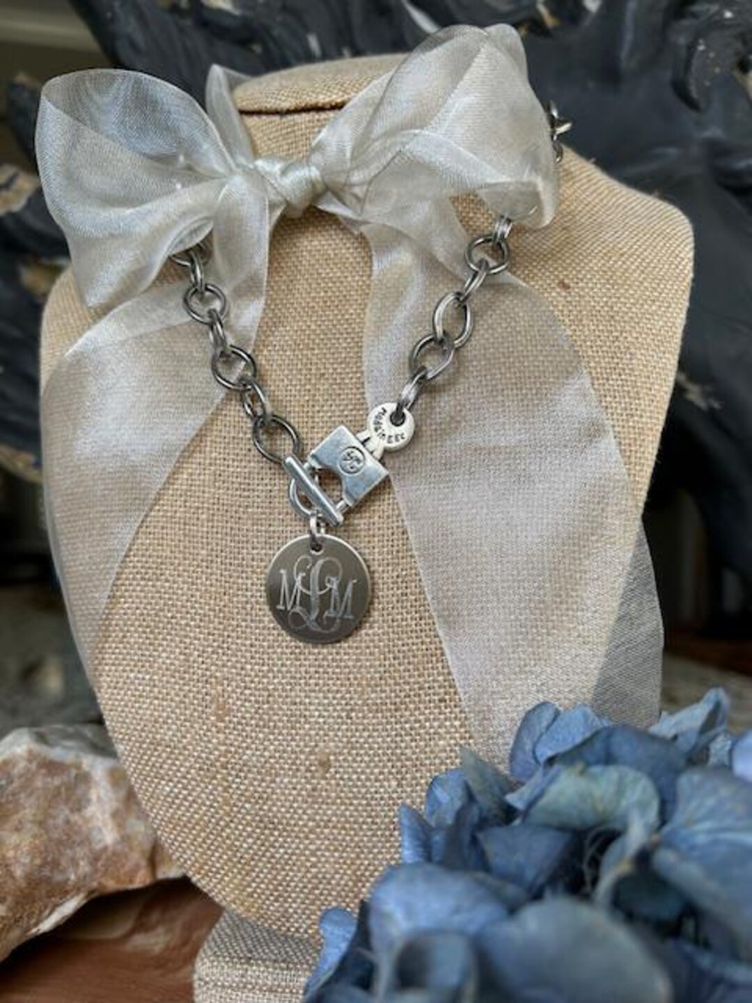 Necklace, Silver, Lock Key Toggle, 19 Inch, Personalized, Monogrammed ...