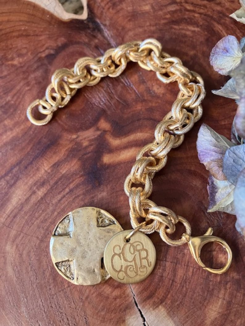 Bracelet, 12K Gold Overlay, Steel Chain, Lord's Prayer Disc, Christian ...