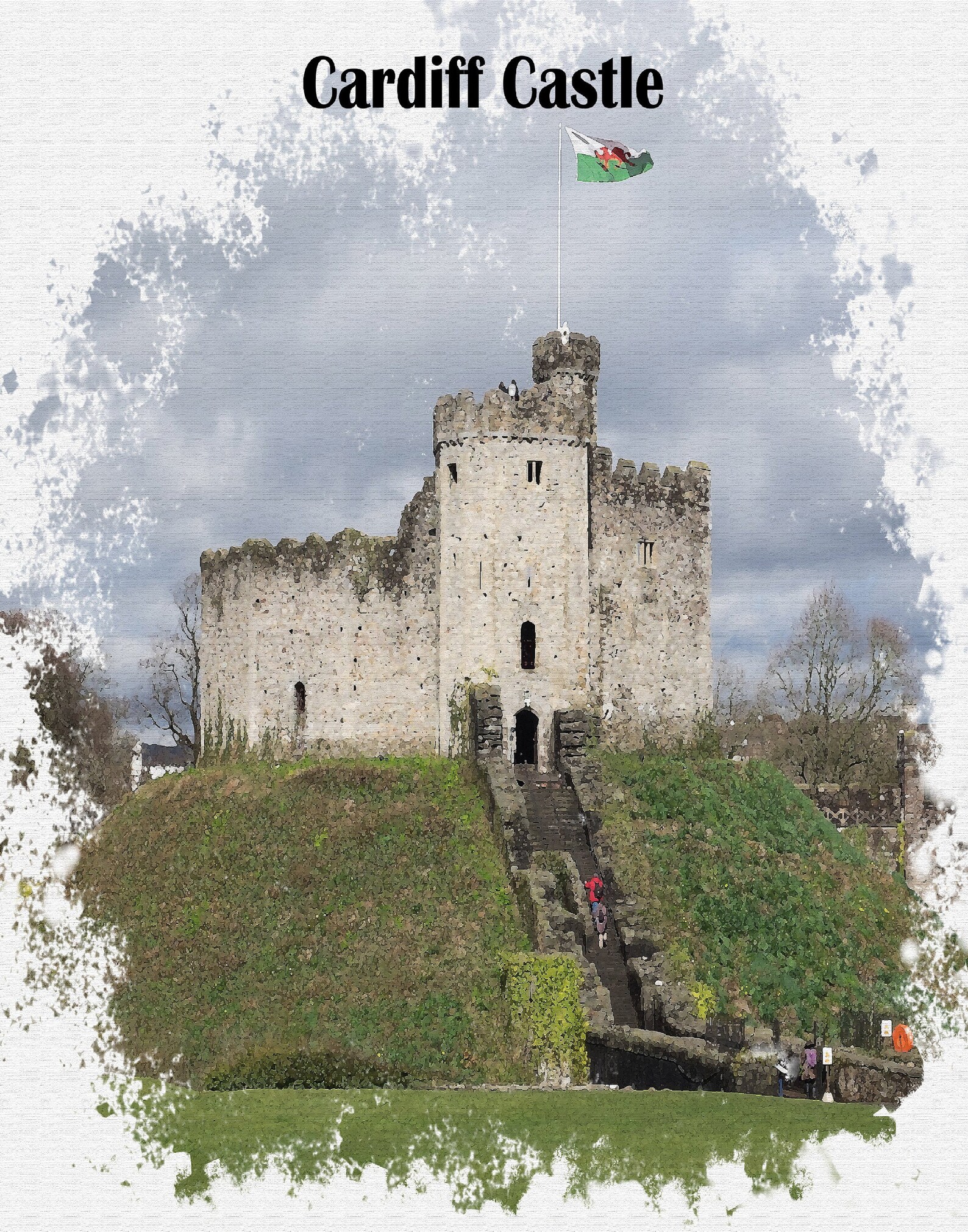 Cardiff Castle This is a Digital Watercolor From a Photo. - Etsy