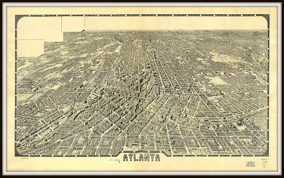 Atlanta GA Panoramic Map Vintage Map Vintage Map Art | Etsy