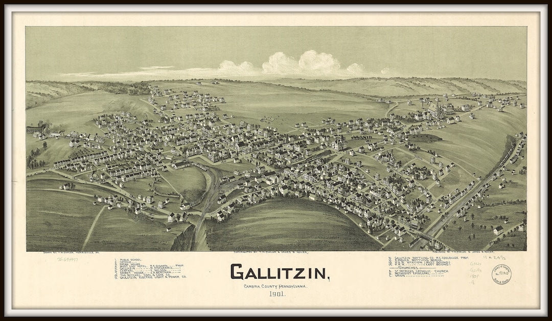 Gallitzin PA Panoramic Map Vintage Map Vintage Map Art - Etsy