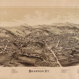 Brandon VT Panoramic Map Vintage Map Vintage Map Art - Etsy