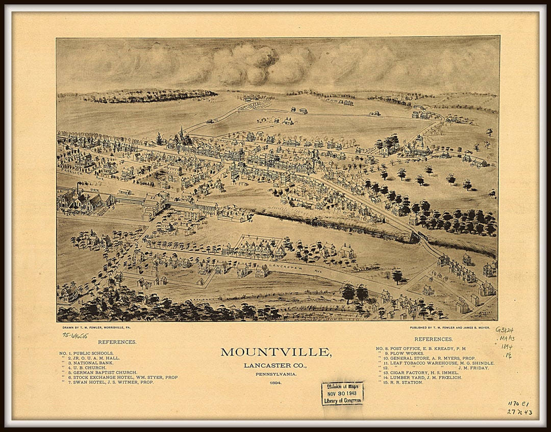Mountville PA Panoramic Map Vintage Map Vintage Map Art - Etsy