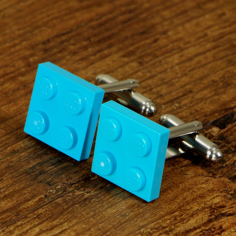 Men's Light Blue Cuff Links Azure Blue Wedding Suit Gift Simple Square ...