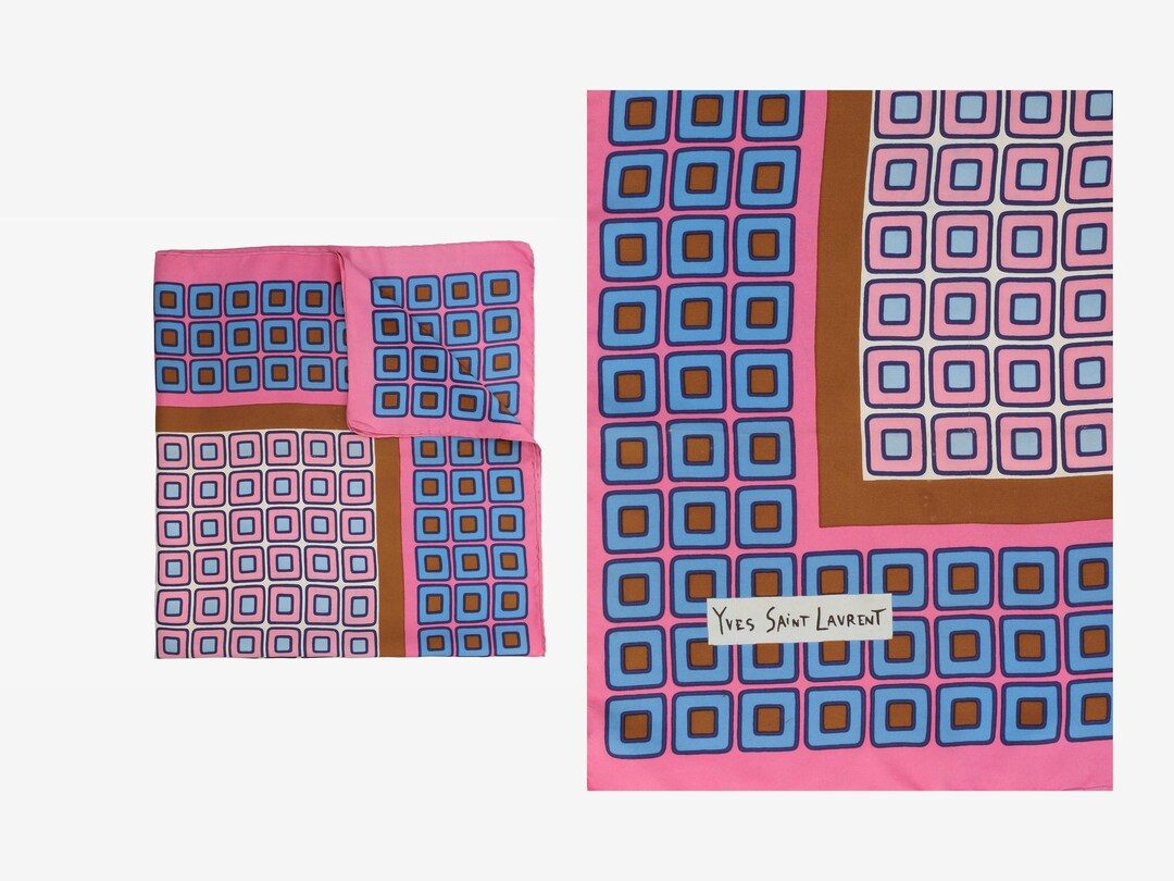 Yves Saint Laurent Squared Pattern Foulard - Etsy