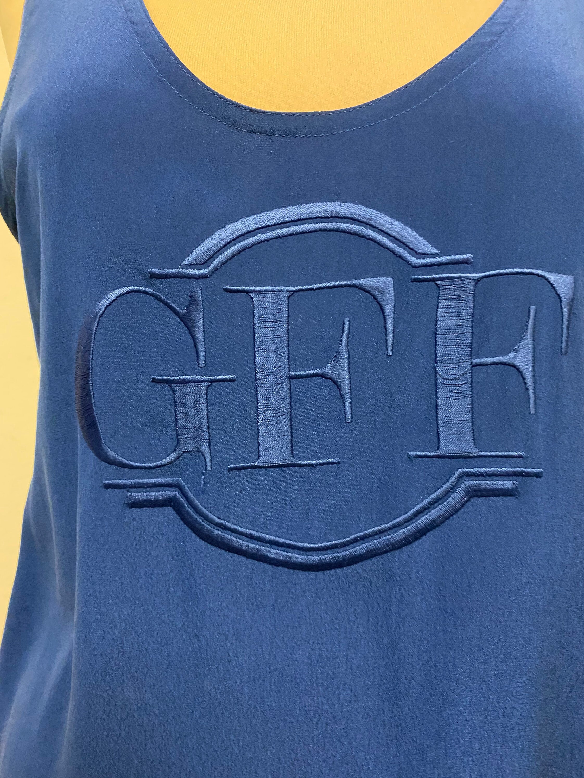 GIANFRANCO FERRÈ Vintage 1990s Bluette Silk Logo Tank Top - Etsy UK