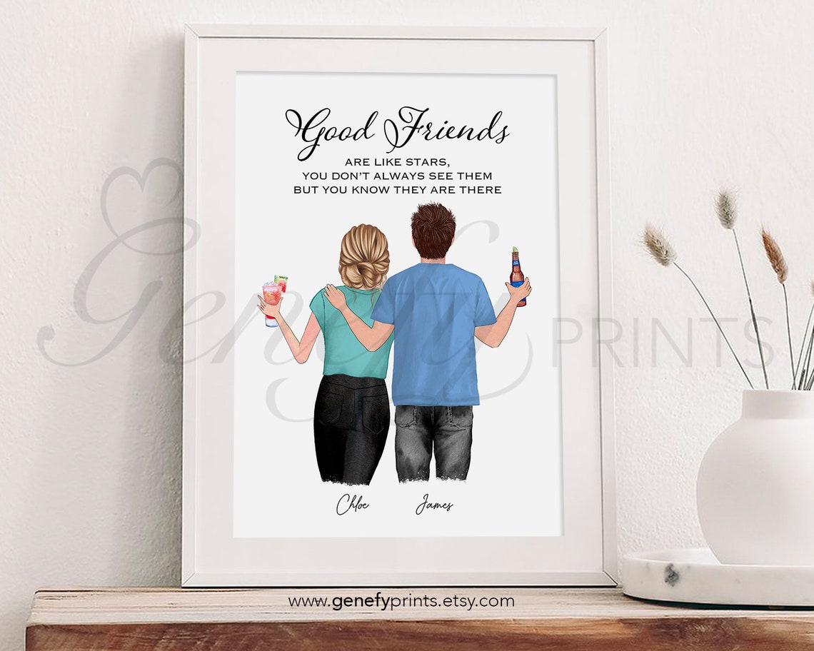 Personalised Best Friends Print - Male Best Friend Gift - Personalised ...