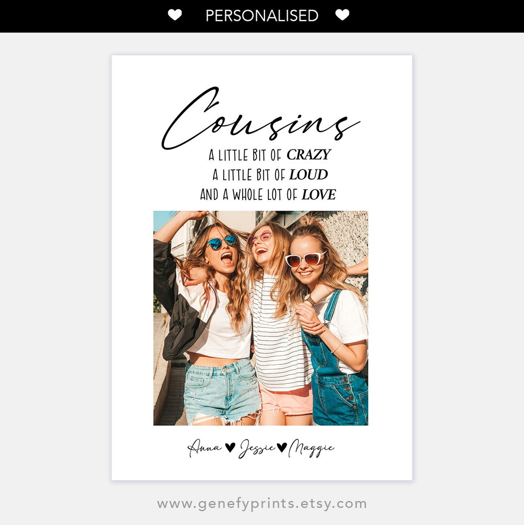 Personalised Cousins Print - Cousins Gift- Personalised Gifts for ...