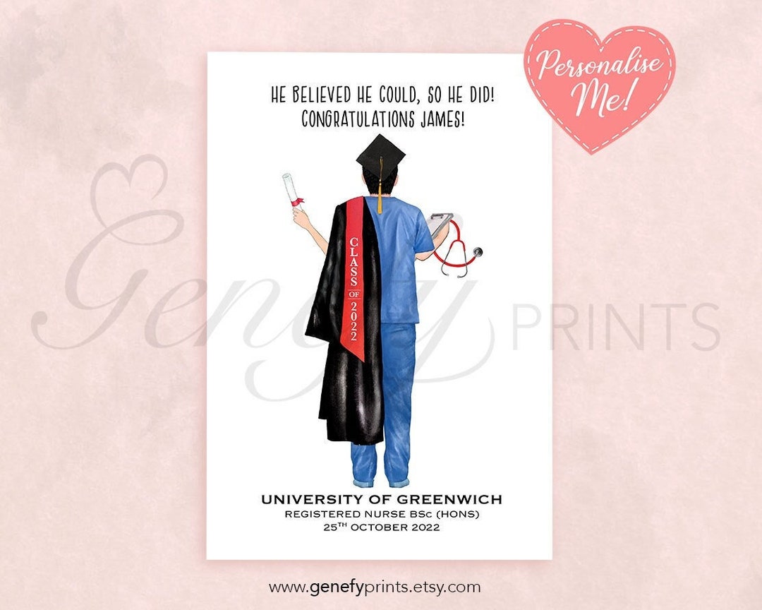 Personalized Male Nurse Graduation Print: Healthcare Gift - Etsy