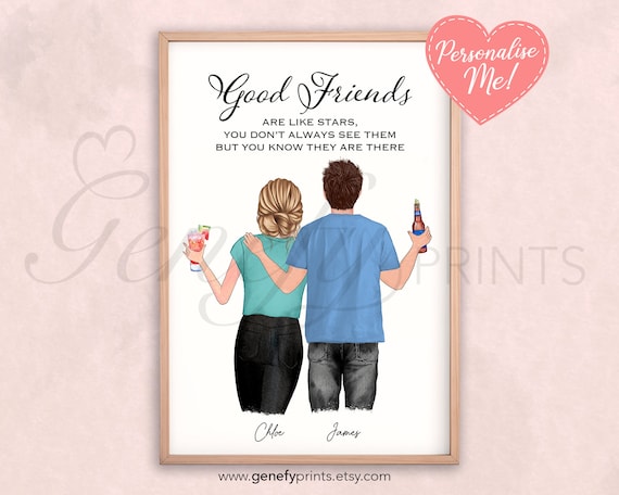 Personalised Best Friends Print Male Best Friend Gift | Etsy
