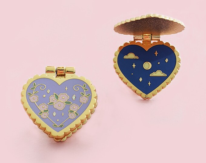 Heart Locket Hinged Enamel Pin - Etsy