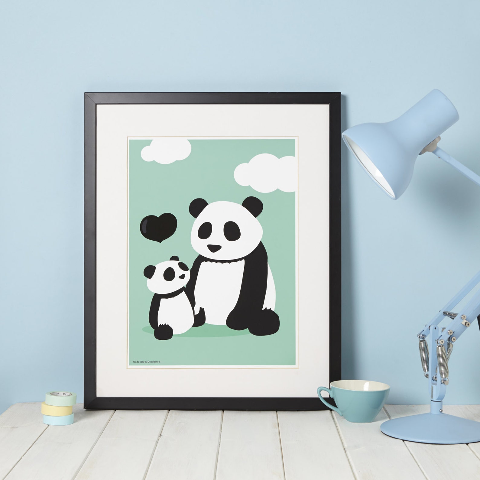 Panda Baby// Print/poster, Cute Pandas, Wallart, Kids Wallart, Mint ...