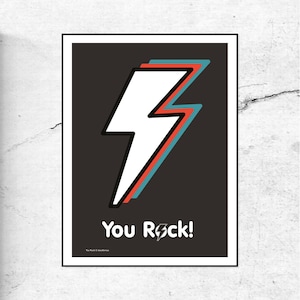 YOU ROCK! Art Print // Lightning Bolt, Typographic Print, Wall Art ...