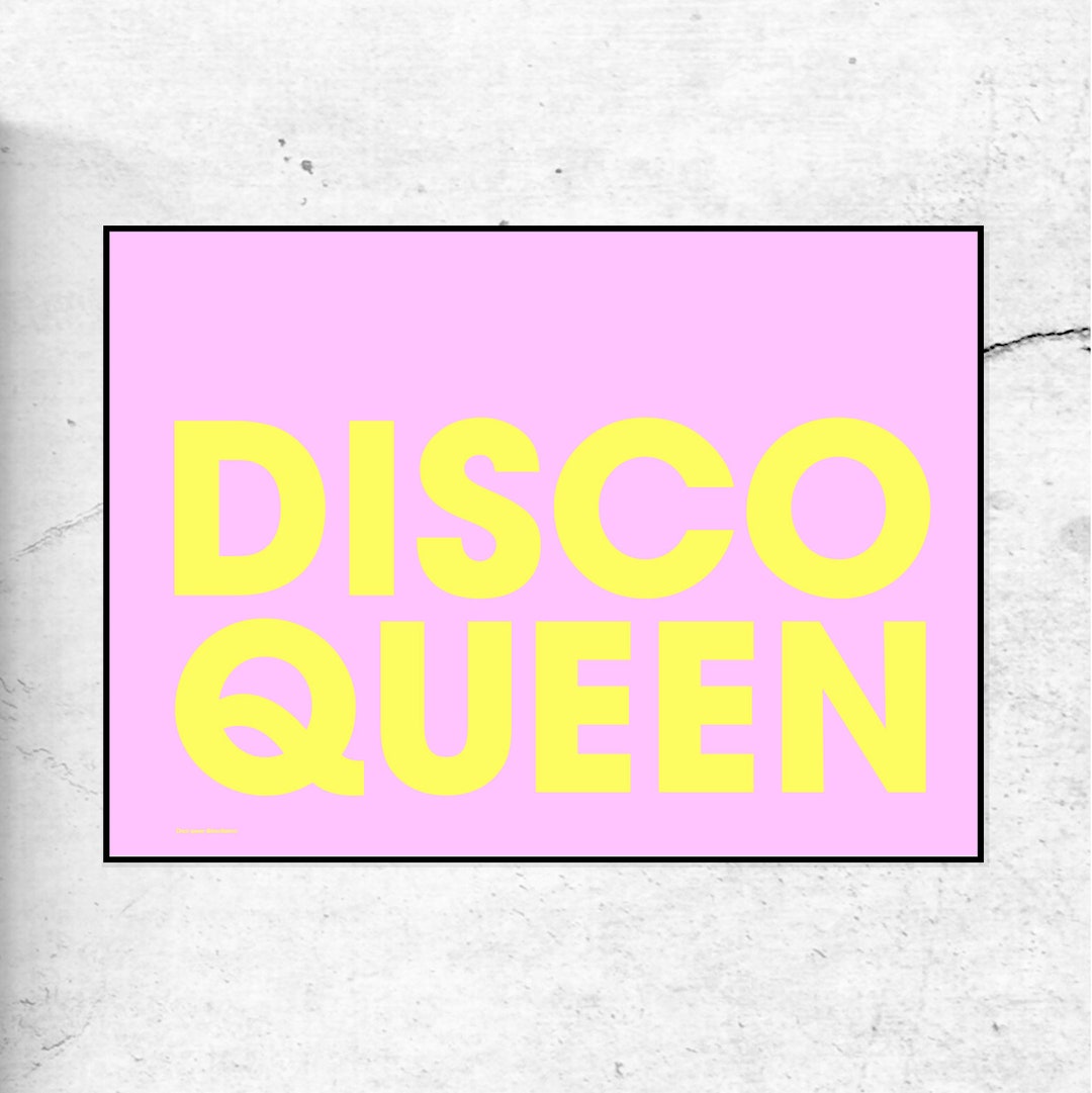 Disco Queen Typographic Wall Art / Disco Queen Art Print / Dico Lover ...