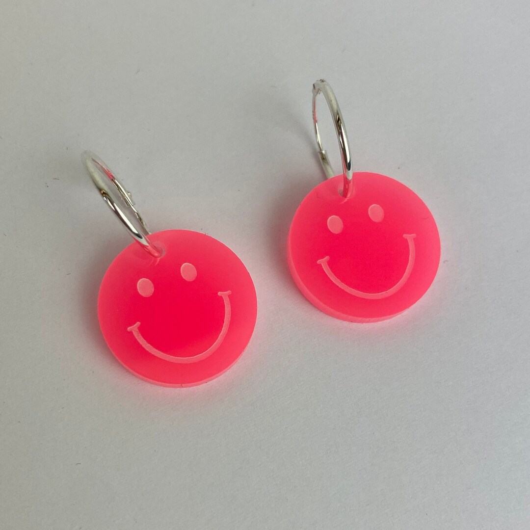 Smiley Face Hoops Fluo Colours - Etsy